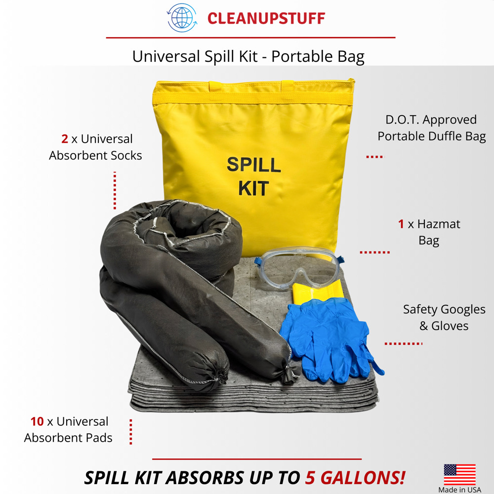 Cleanup Stuff® Portable Duffle Bag Spill Kit Universal Absorbents